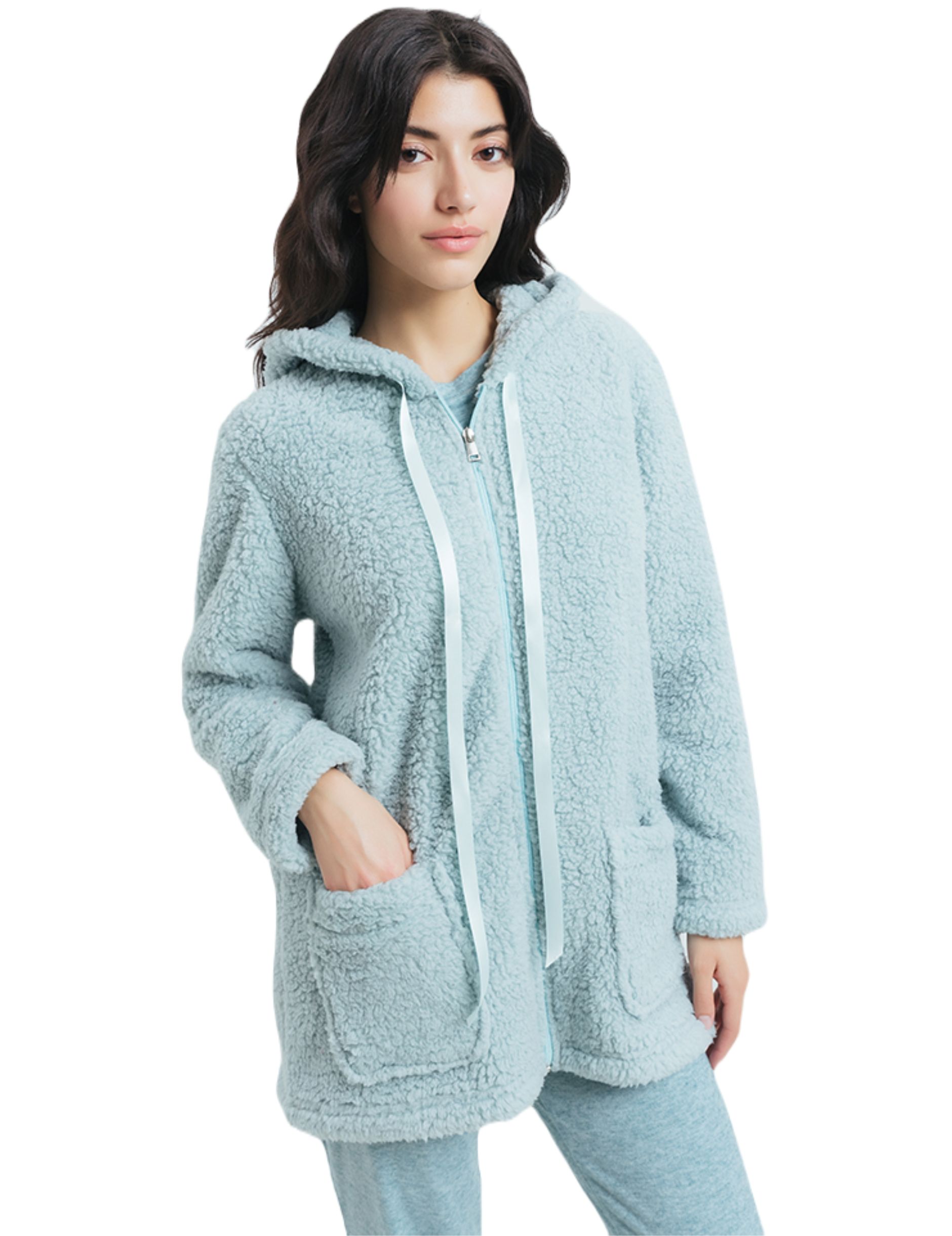 Γυναικείες Ρόμπες Fleece Με Φερμουάρ Giota Γαλάζιο 4190 - Λέανδρος ...