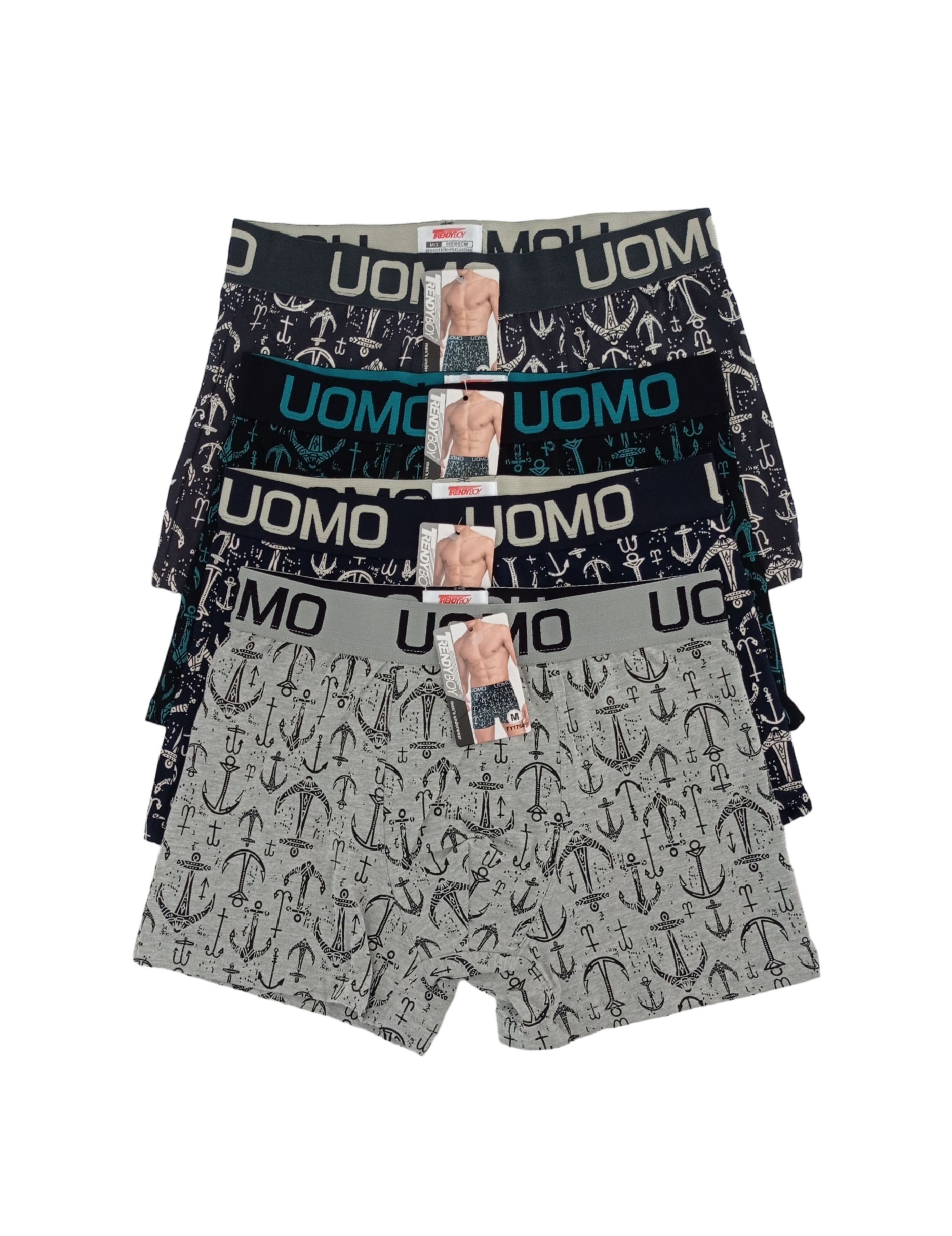 Ανδρικά Μποξεράκια Uomo 4 Pack Multicolor 1754 - Λέανδρος ( Εσώρουχα ...
