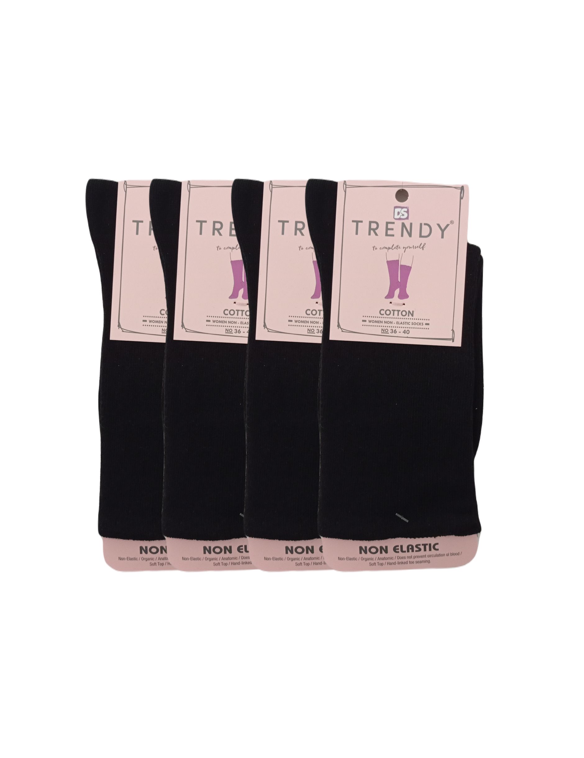 Γυναικείες Κάλτσες Χωρίς Λάστιχο Trendy 4 Pack Μαύρο - Λέανδρος ...